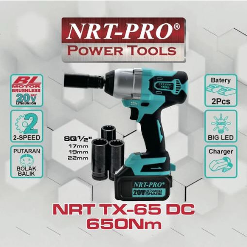 Jual Mesin Bor Cordless Impact Wrench NRT PRO TX 65 DC Torsi Besar Truk ...