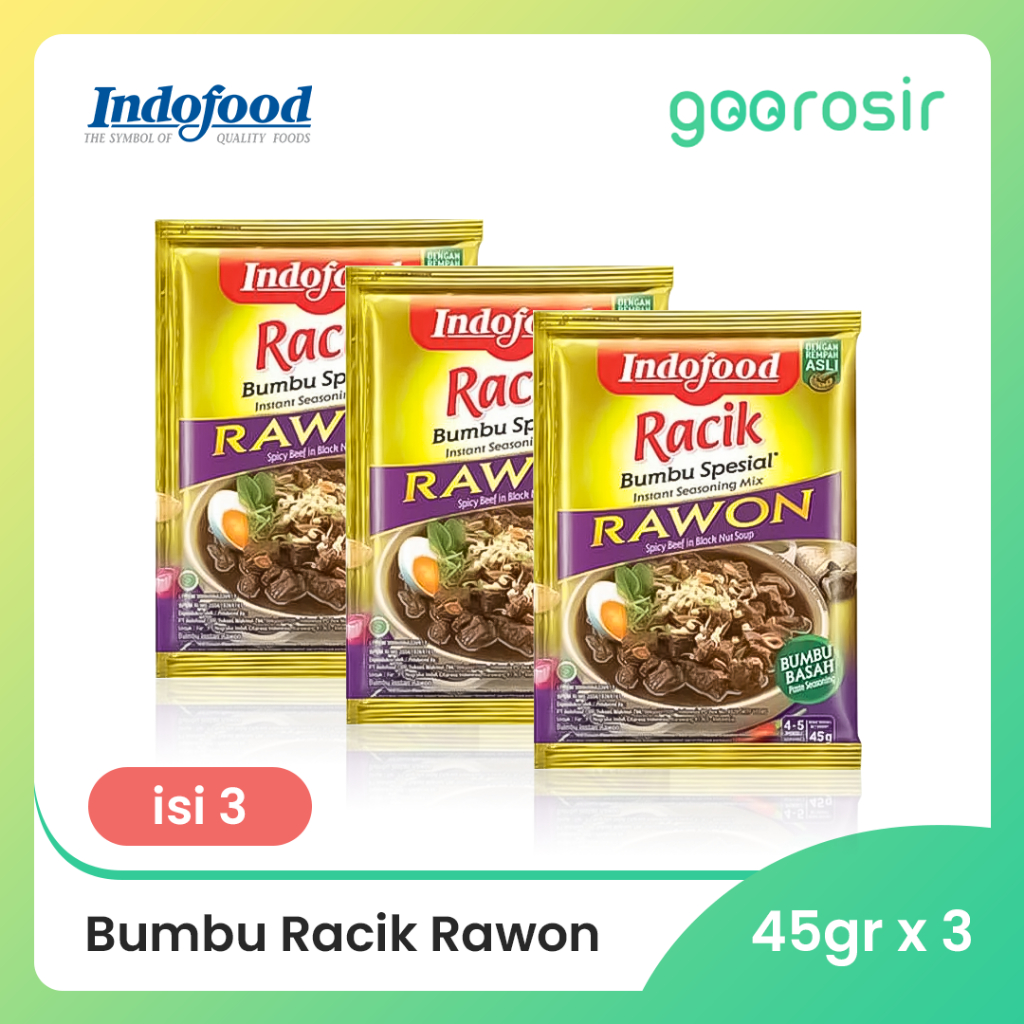 Jual Indofood Bumbu Racik Rawon Isi 3 x 45gr - GooRosir | Shopee Indonesia