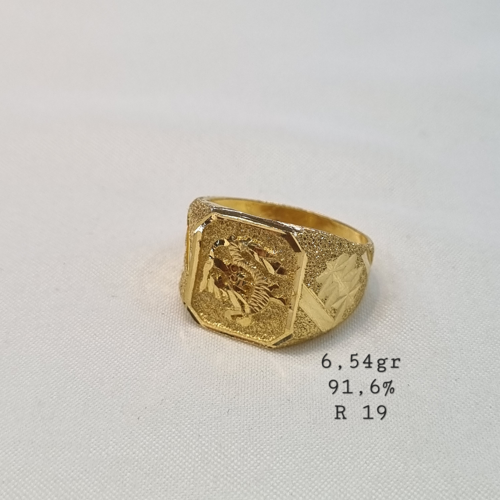 Jual Cincin Pria Cowok Emas Asli 91.6% 916 Motif Naga Mas Malaysia ...