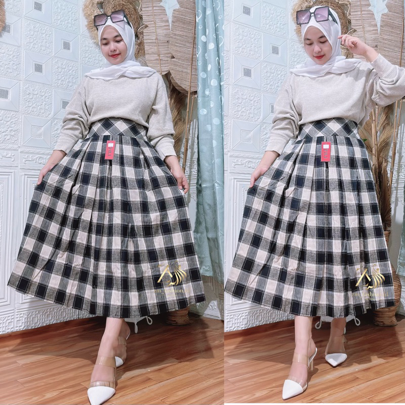 Jual ROK FLANEL MIDI 7/8 // ROK 7/8 MIDI KOTAK FLANEL // ROK REMPEL ...