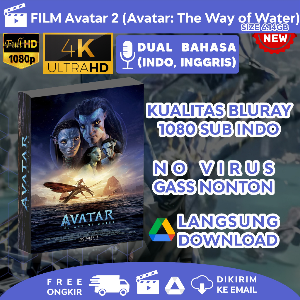 Jual (𝐃𝐔𝐁 𝐈𝐍𝐃𝐎) FILM AVATAR 2 : THE WAY OF WATER [2022] BLURAY 4K FILM ...