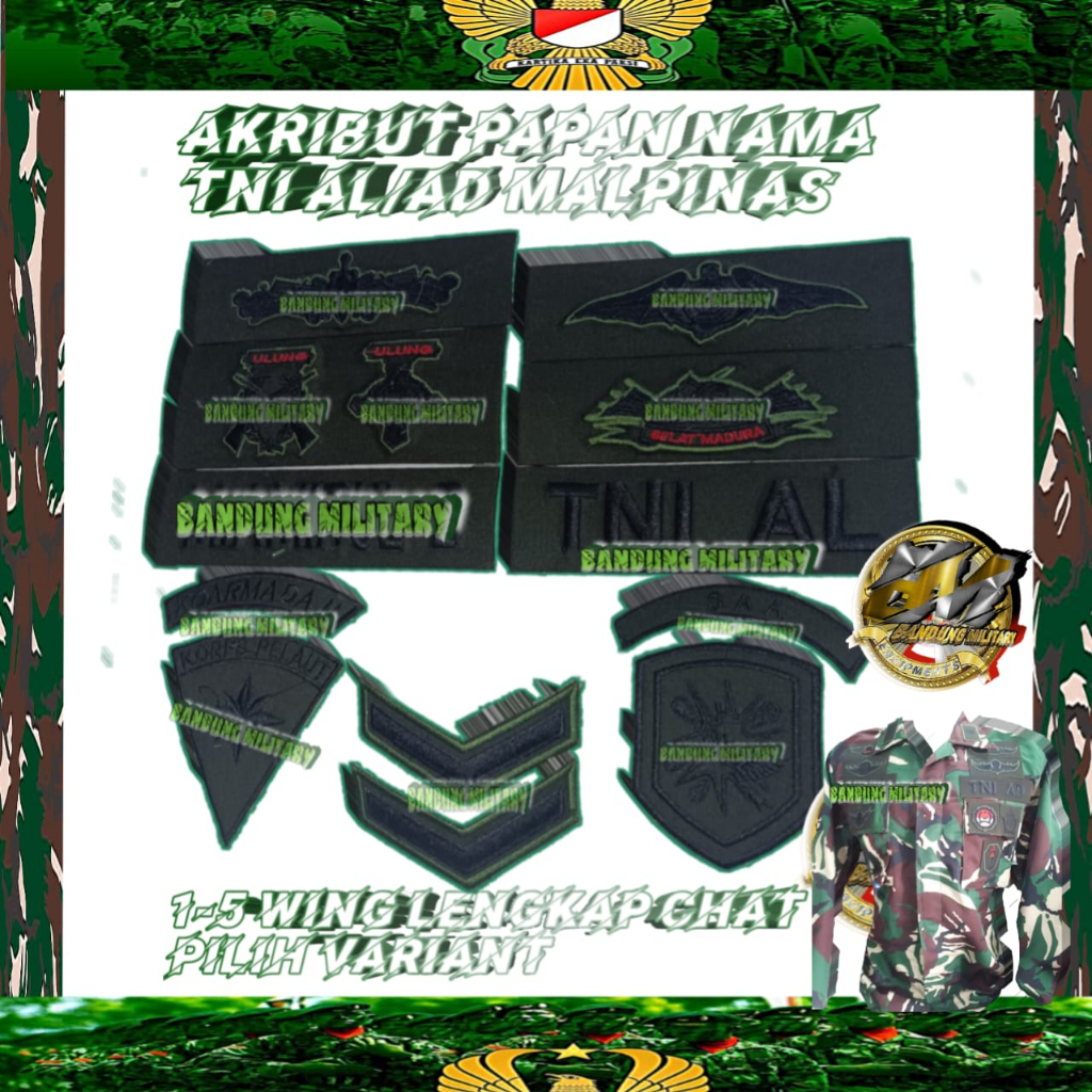 Jual 1 Set Bordir TNI AD Akribut Papan Nama Seragam Malvinas Lengkap Lokasi Bahan Mika Kerajinan ...