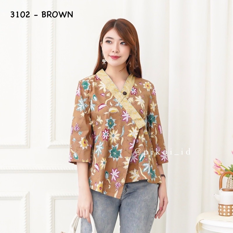 Jual Batik wanita / atasan batik wanita / baju batik kimono wanita modern / seragam kerja kantor ...