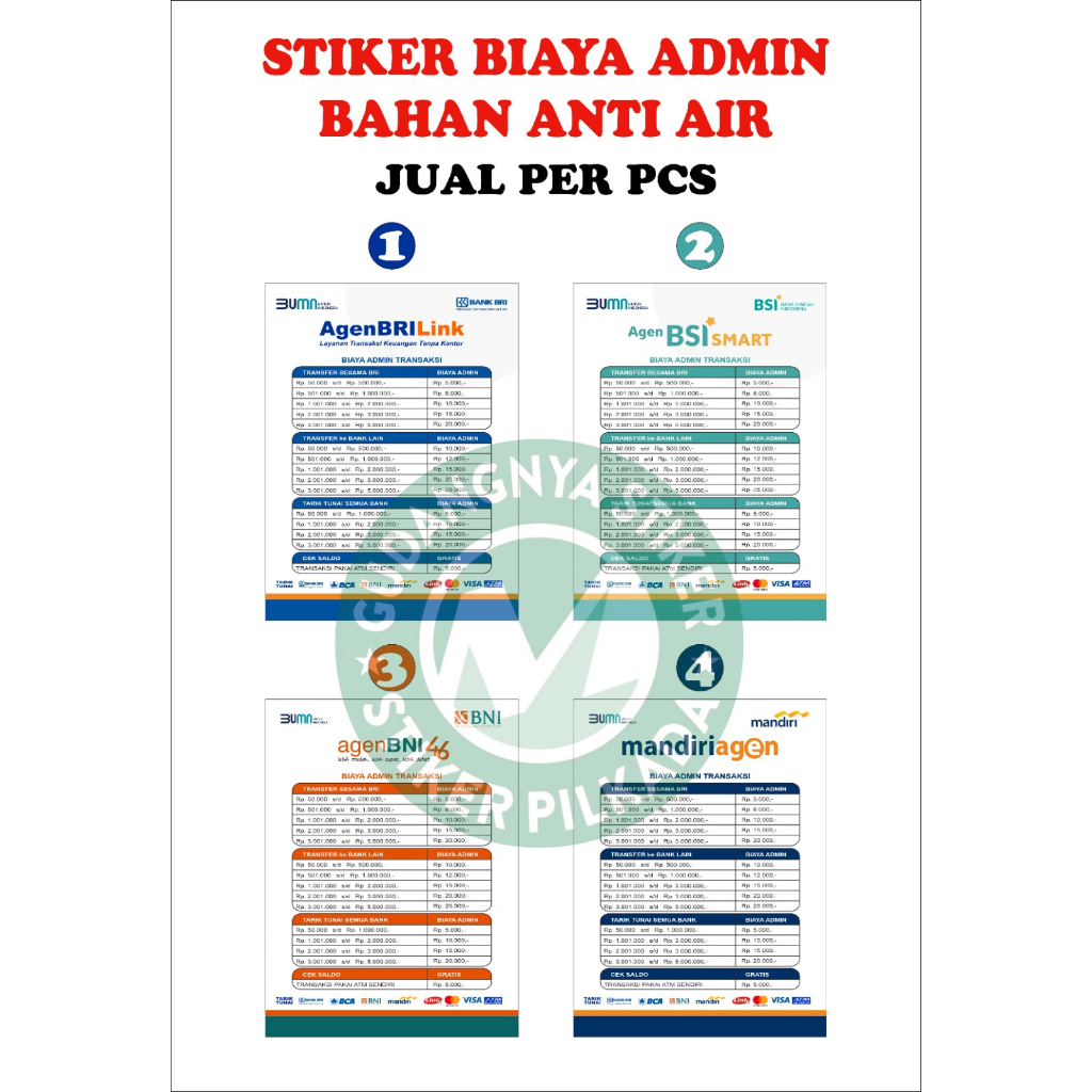 Jual STIKER VINYL BIAYA ADMIN AGEN BANK (CUSTOM TULIS DI CHAT) | Shopee ...