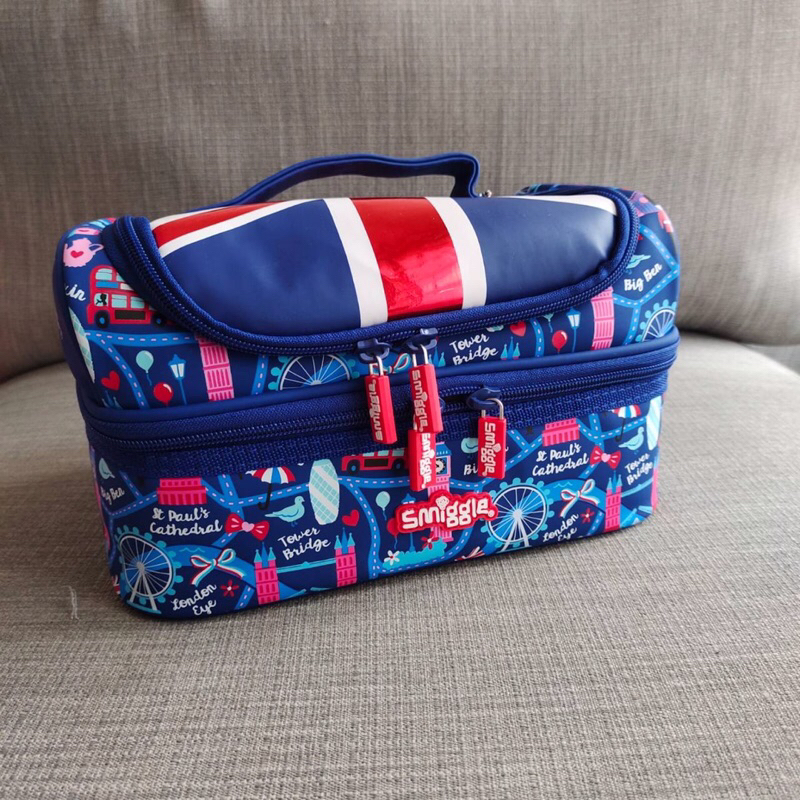 Jual Smiggle Double Decker Lunch Box - Blue London | Shopee Indonesia