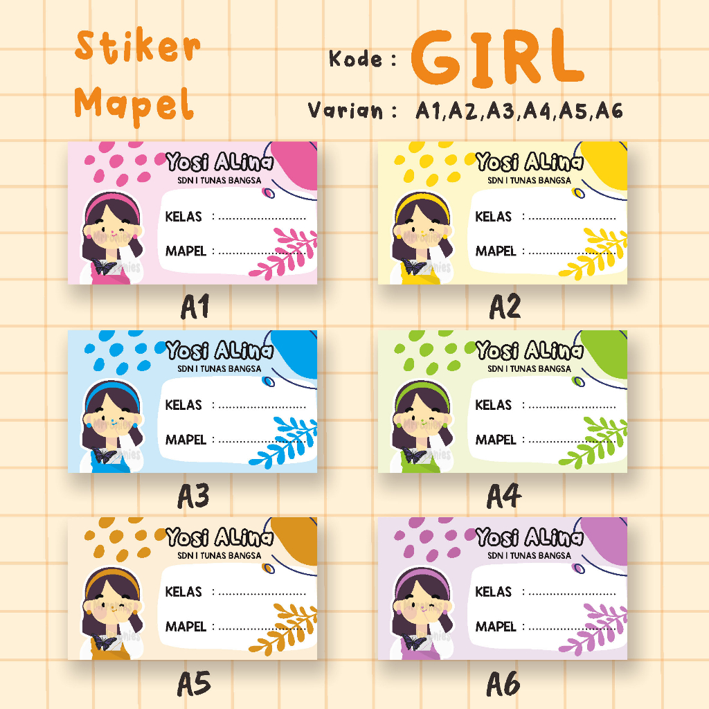 Jual Mrronies - Stiker Label Mata Pelajaran Custom Nama Sekolah / Mapel ...