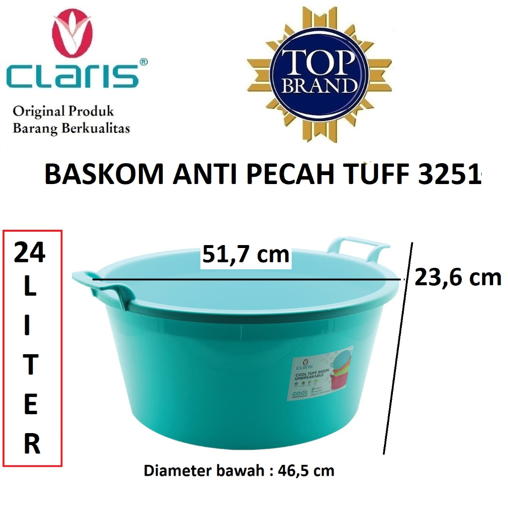 Jual CLARIS Baskom Air Plastik Anti Pecah 24 Liter Tuff 3251 (BY:GOOJEK ...