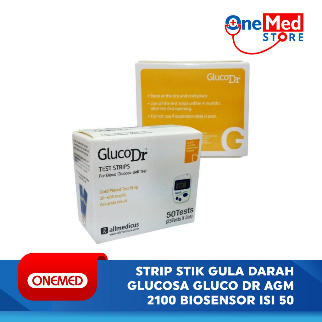 Jual Strip Stik Gula Darah Glucosa Gluco Dr AGM 2100 BioSensor isi 50 ...