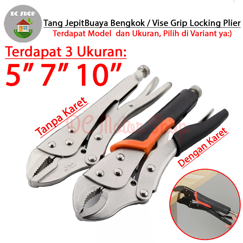 Jual Tang Jepit Buaya Bengkok 5" 7" 10" Locking Plier Curve Vise Grip ...