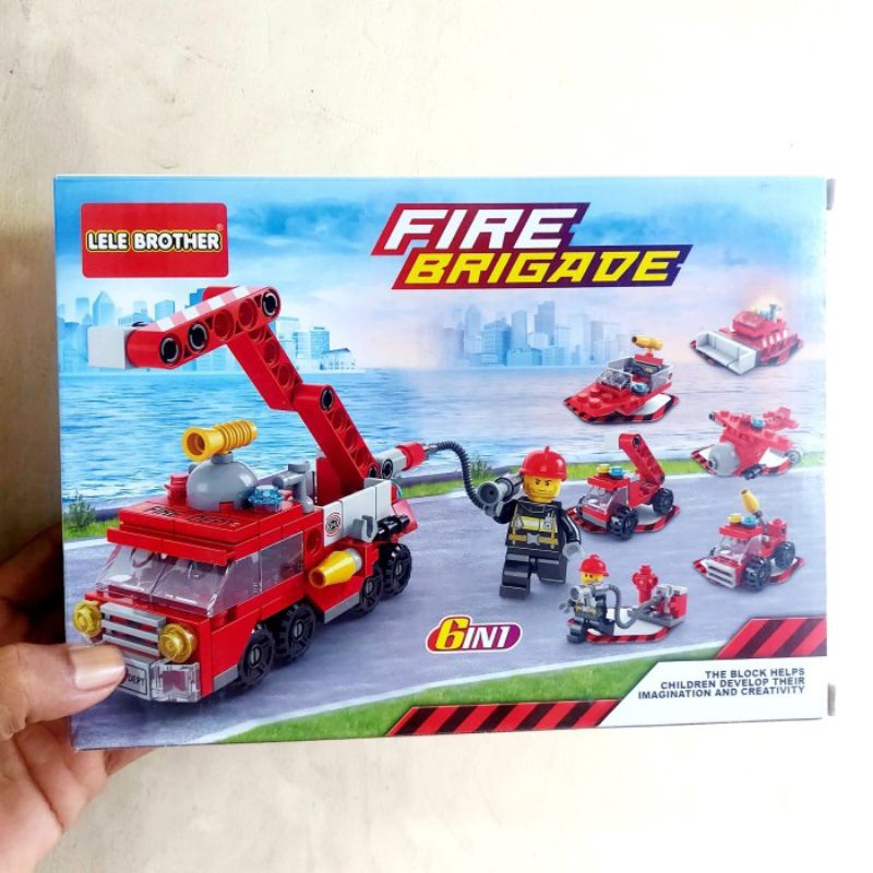 Jual Mainan Block Fire Brigade 6 in 1 Brick Mobil Pemadam Balok Susun ...