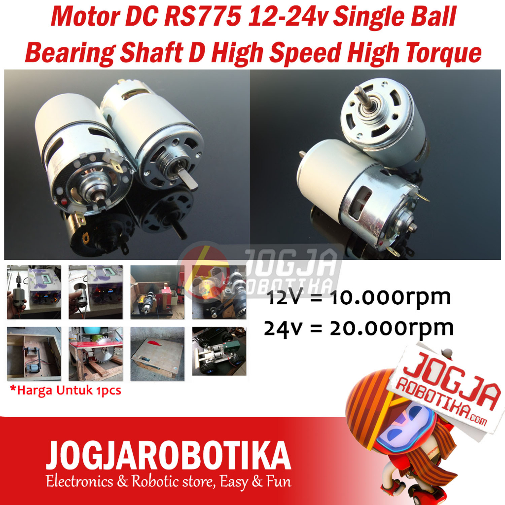 Jual Motor DC RS775 12-24v Single Ball Bearing Shaft D High Speed High Torque 755 | Shopee Indonesia