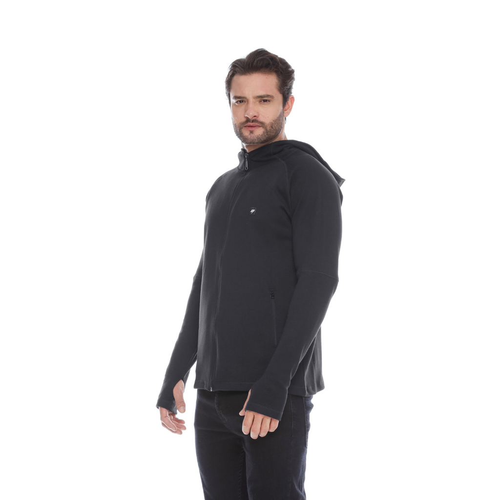 Jual BLITH - Jaket Hoodie Zipper Hitam Slimfit Bahan Tebal Katun Double ...