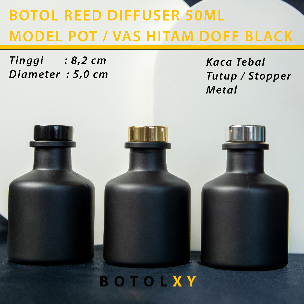 Jual Botol Reed Diffuser 50ml - Vas Belly Pot Hitam Doff Black Matte ...
