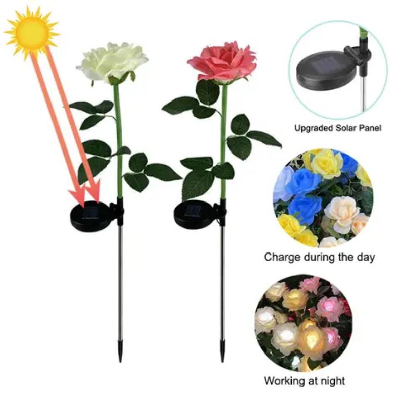 Jual Bunga lampu taman LED bunga mawar tenaga matahari | Shopee Indonesia