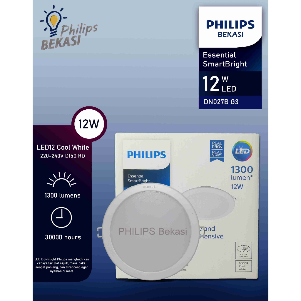 Jual Philips Lampu Downlight DN027B LED12 12 Watt 6 inch | Shopee Indonesia