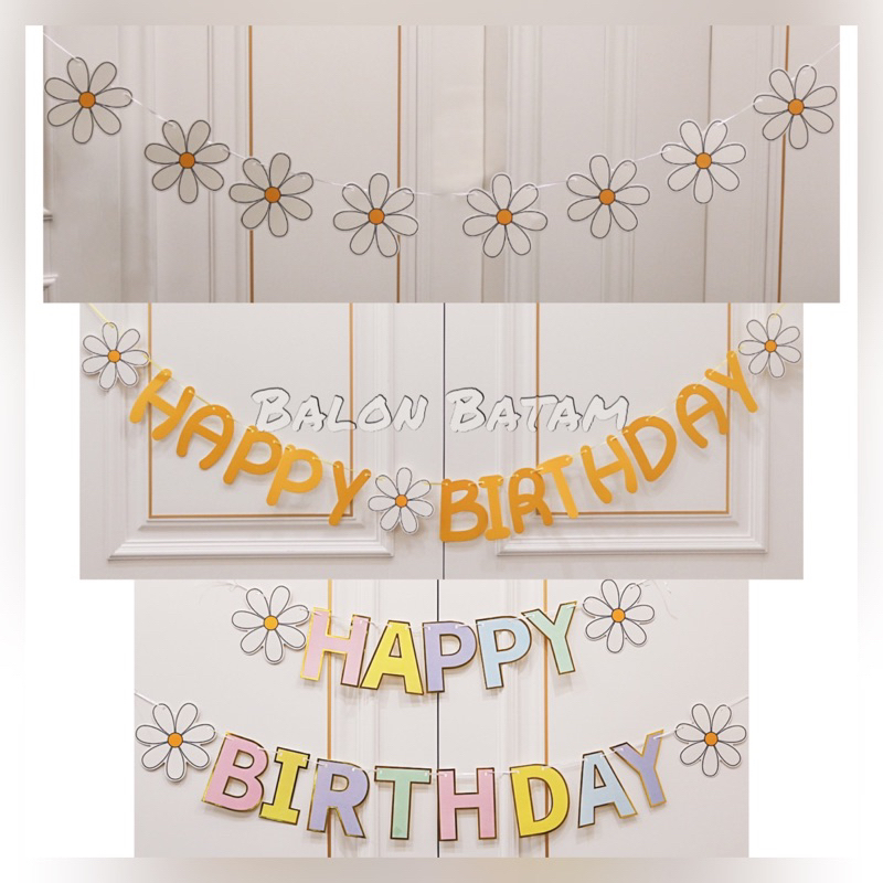 Jual Banner Happy Birthday Bunga Daisy | Shopee Indonesia
