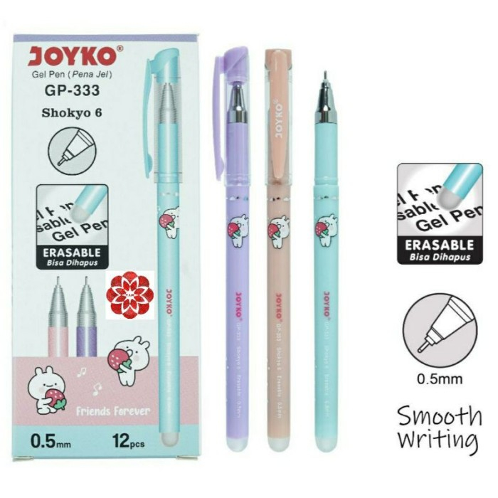 Jual Bolpoint/ Pulpen Hapus Gel Pen Joyko GP-333 0.5MM (1 Lusin ...