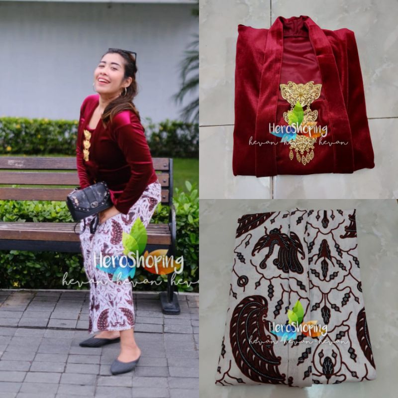 Jual [1 Set] Kebaya & Jarik Instan | Cantik Khas Jawa - Nuansa Maroon ...