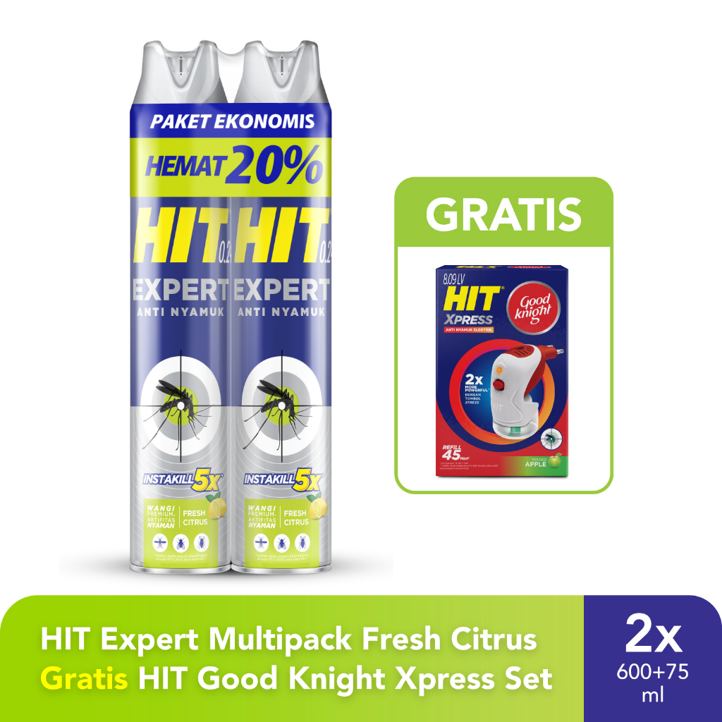 Jual HIT Aerosol Expert Fresh Citrus Multipack 600+75ml Free Hit Good ...