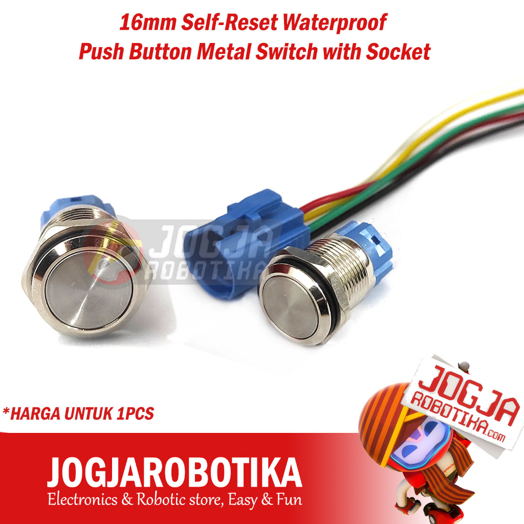 Jual 16mm Self-Lockig Self-Reset Waterproof Push Button Metal Switch ...