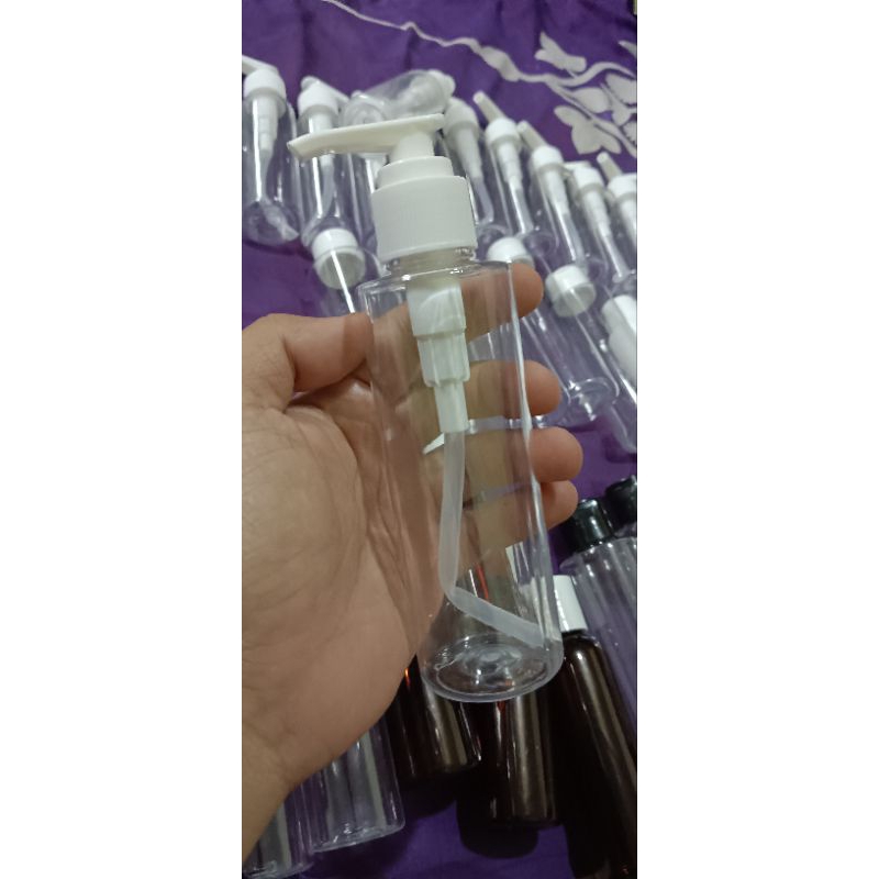 Jual botol 150ml pump lotion sabun tutup putih botol bening | Shopee Indonesia