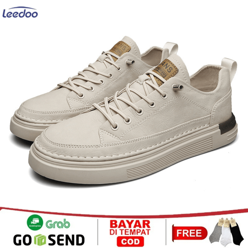 Jual Leedoo Sepatu Lari Fashion Sport Sepatu Pria Kulit Cowok Kekinian Sneakers Putih Casual ...