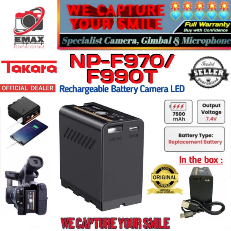 Jual Takara NP-F970 / F990T Li-ion Battery Camcorder Lampu LED Light ...