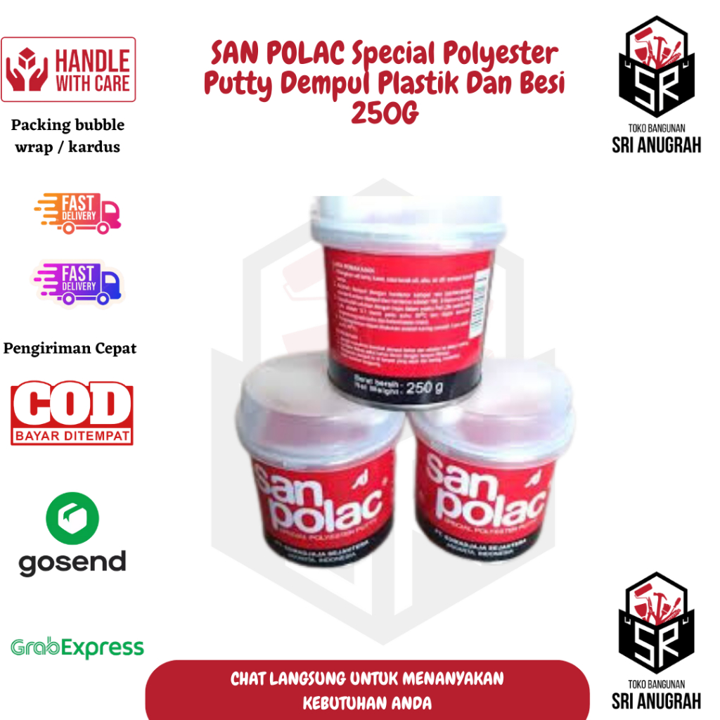 Jual SAN POLAC Special Polyester Putty Dempul Plastik Dan Besi 250G ...