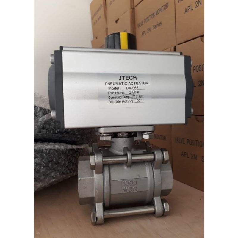Jual ball Valve stainless model 3pc actuator pneumatic double acting 1 ...