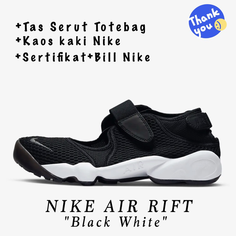 Jual Sepatu Sandal Air Rift BR Black And White Women 100% | Shopee ...