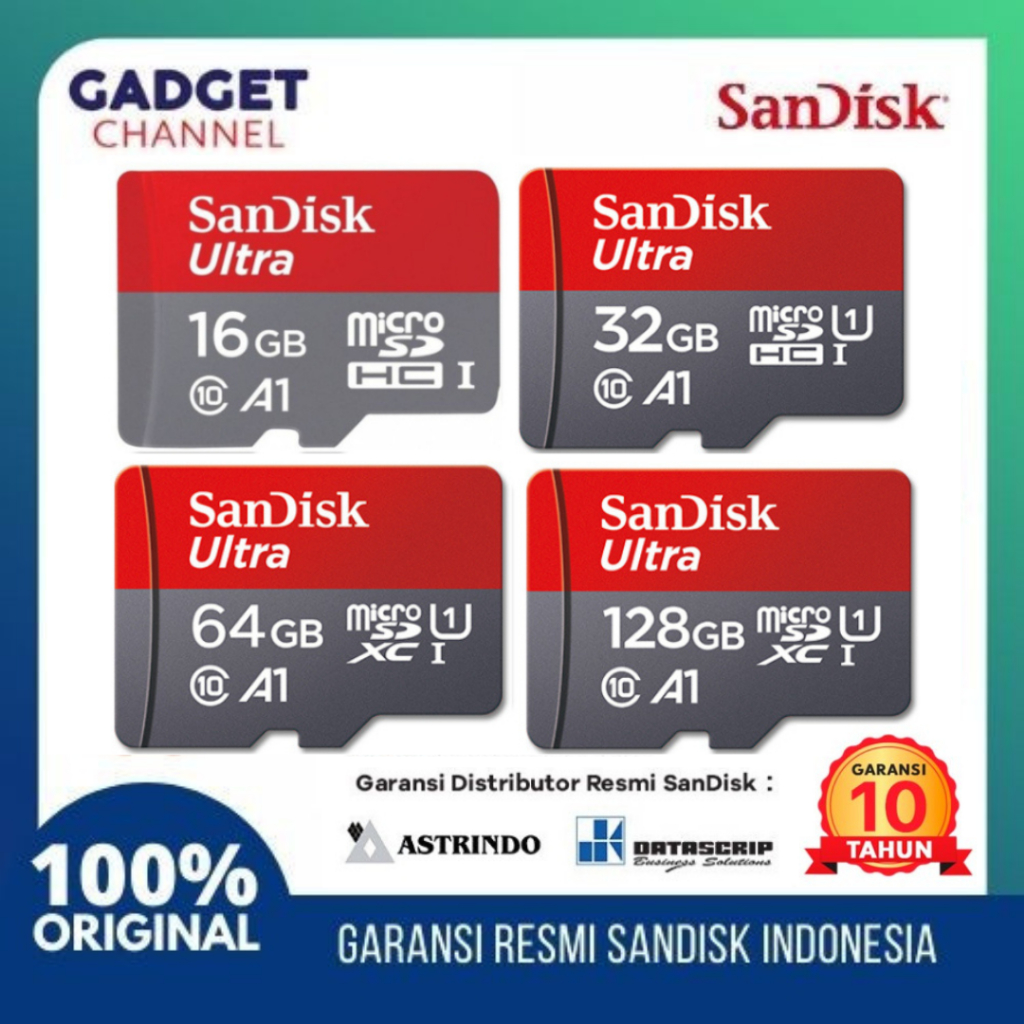 Jual Micro SD Sandisk SDHC SDXC UHS-I Ultra Class10 A1 140Mbps 16GB/32GB/64GB/128GB - Garansi ...
