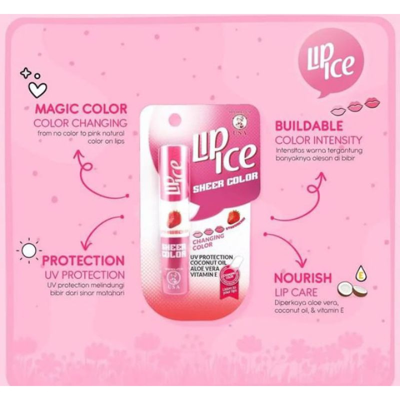 Jual Lip Ice Sheer Color Lip Blam Natural, Strawberry, Apple, Orange ...