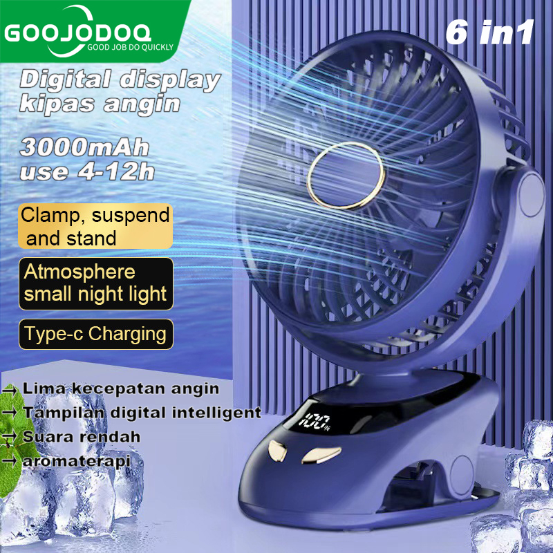 Jual Goojodoq 10000mAh Kipas Angin USB Clip Mini Fan Rotating Kipas ...