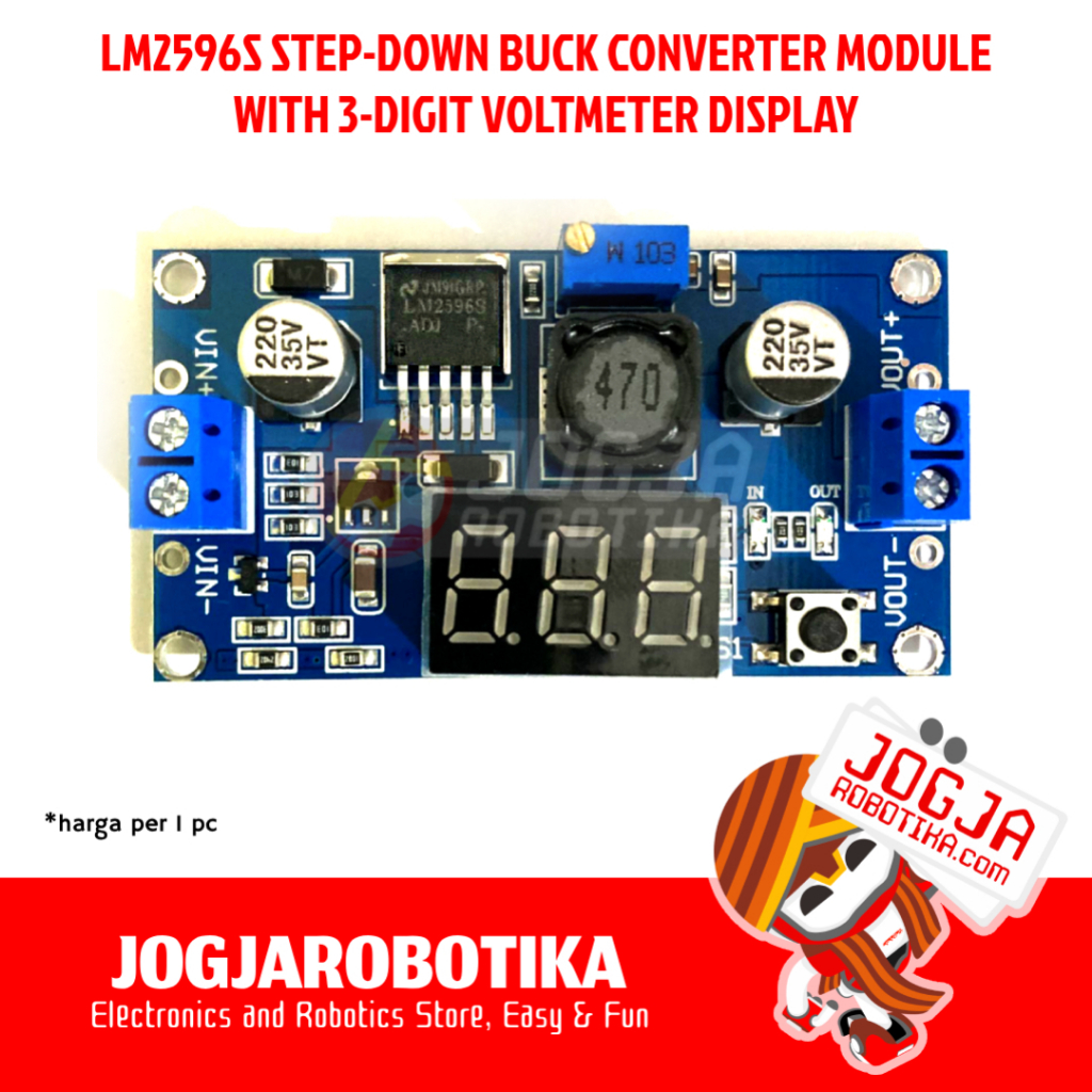 Jual LM2596S LM2596 Adjustable DC Step Down with Voltmeter Display 3 ...