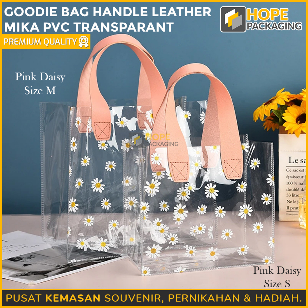 Jual Tas Pvc Transparan Motif Bunga Daisy / Goodie Bag Handle Leather ...