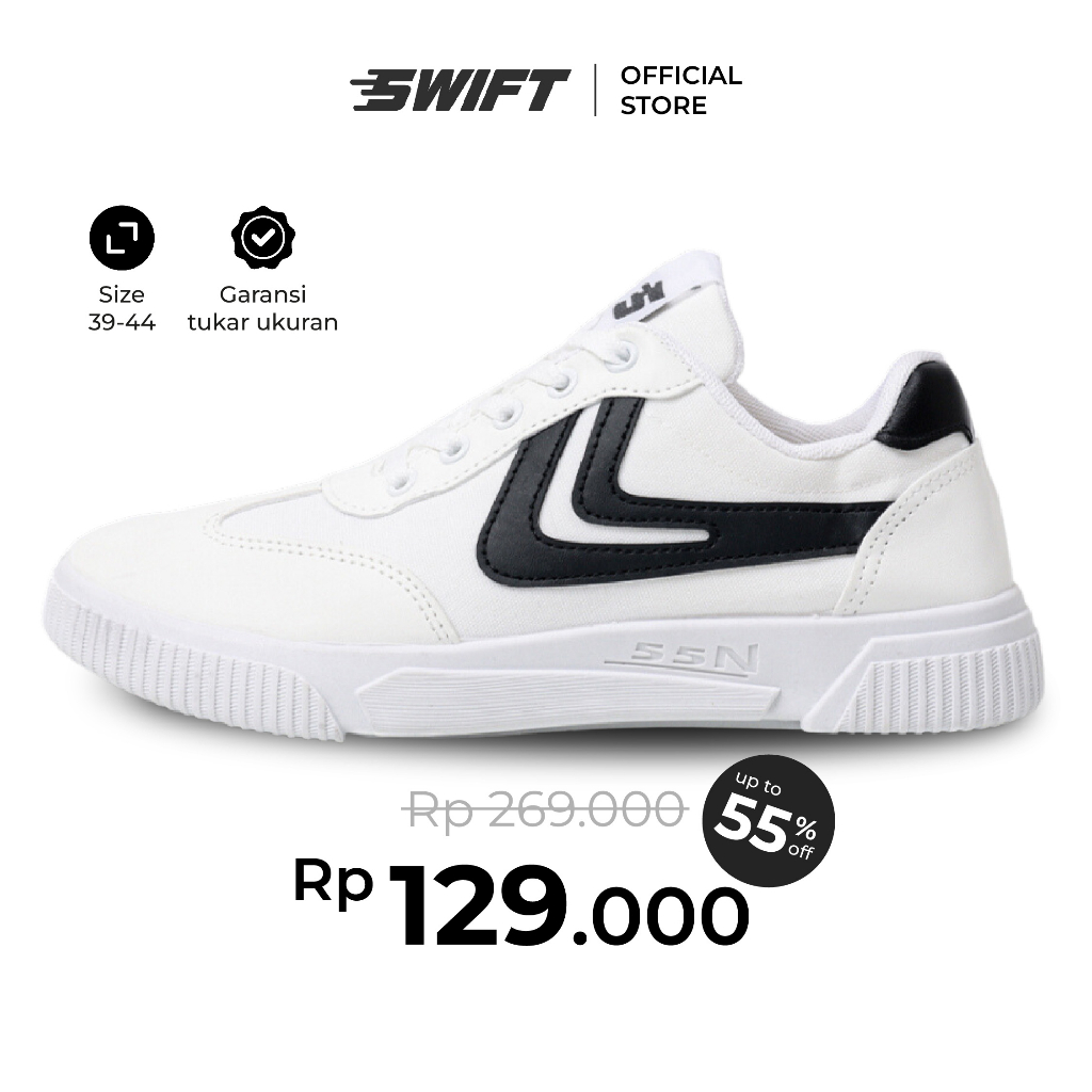 Jual Swift – Prime Black White - Sepatu Sneakers Casual | Shopee Indonesia
