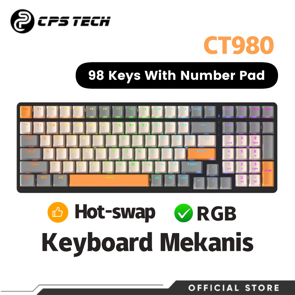 Jual CPSTECH K3 Shimmer Mechanical Keyboard 100% 98 Keys 100 Type-C ...