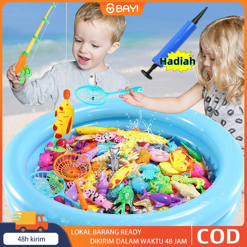 Jual 【COD】50PCS MAINAN PANCING IKAN MAGNET DAN KOLAM PANCINGAN MAGNET ...