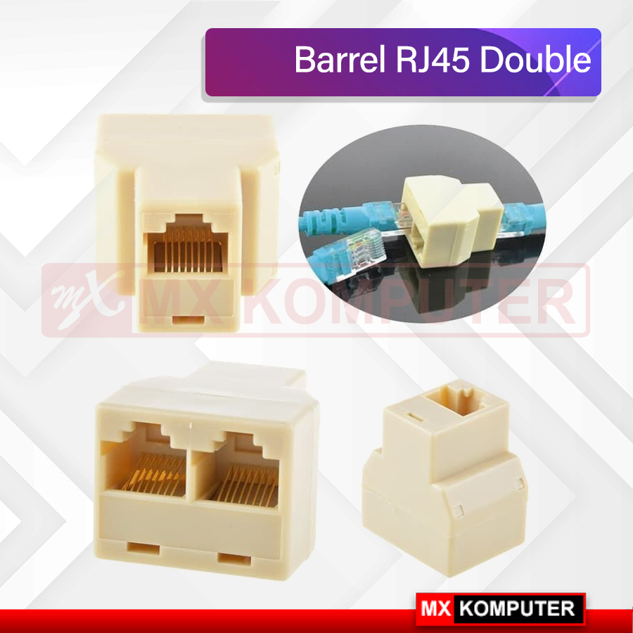 Jual Barel RJ 45 Barel double barrel UTP RJ45 LAN Konektor | Shopee ...