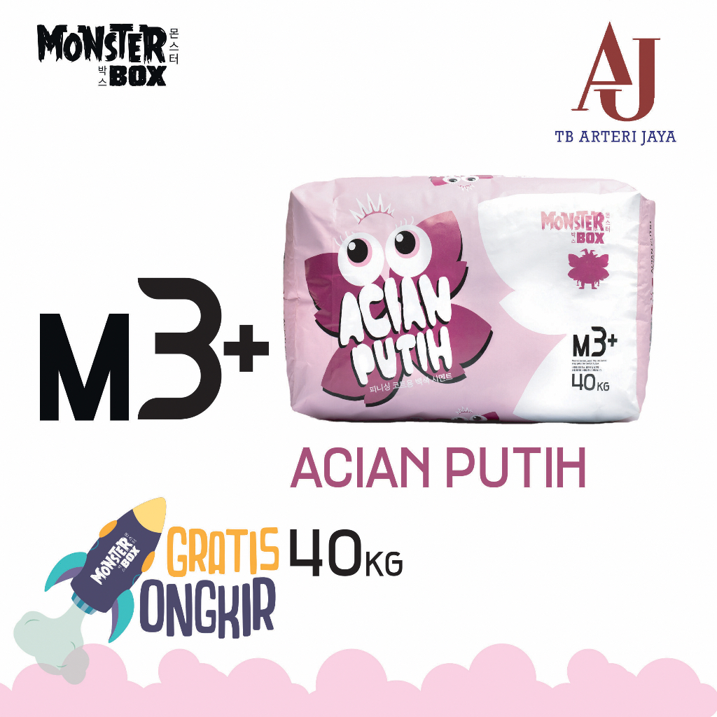 Jual Semen Instan Mortar Acian Putih Acian Putih Dinding Monster Box M3+ Minimal 10 Zak Free ...