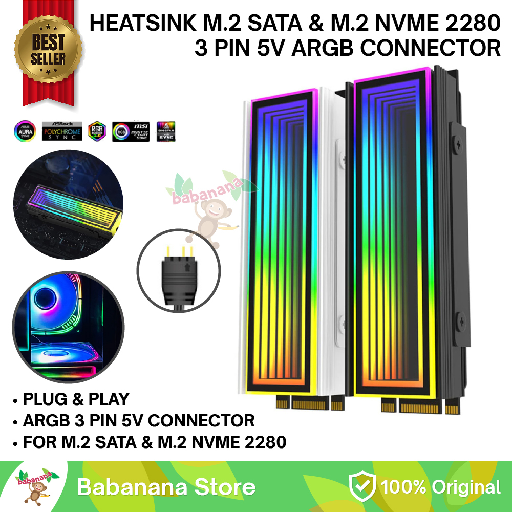 Jual HEATSINK ARGB 3 PIN 5V FOR M.2 NVME M.2 SATA SSD 2280 COOLER ...