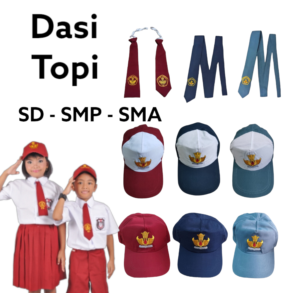 Jual Topi Dasi Seragam Sekolah Anak Pelajar SD SMP SMA SMK Logo Bordir ...