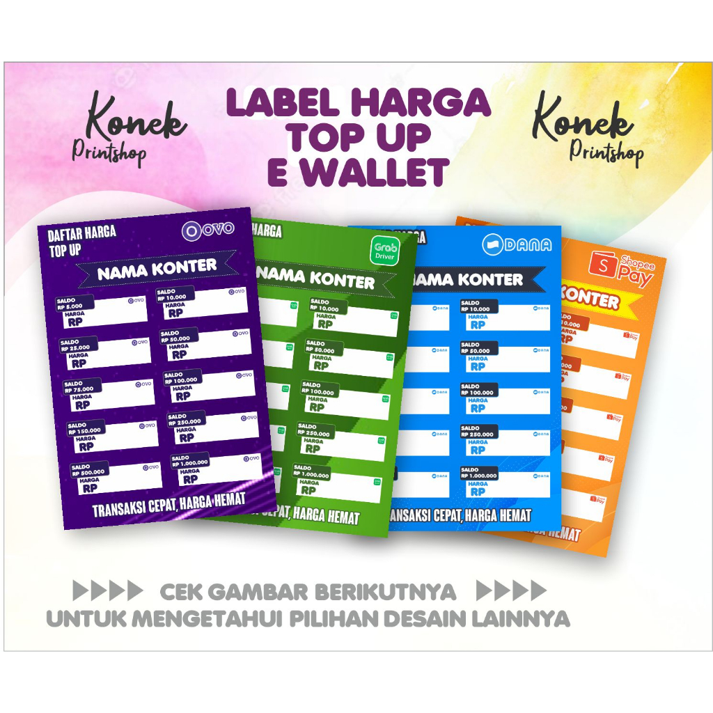 Jual Poster Konter Daftar Top Up Ewallet | Shopee Indonesia