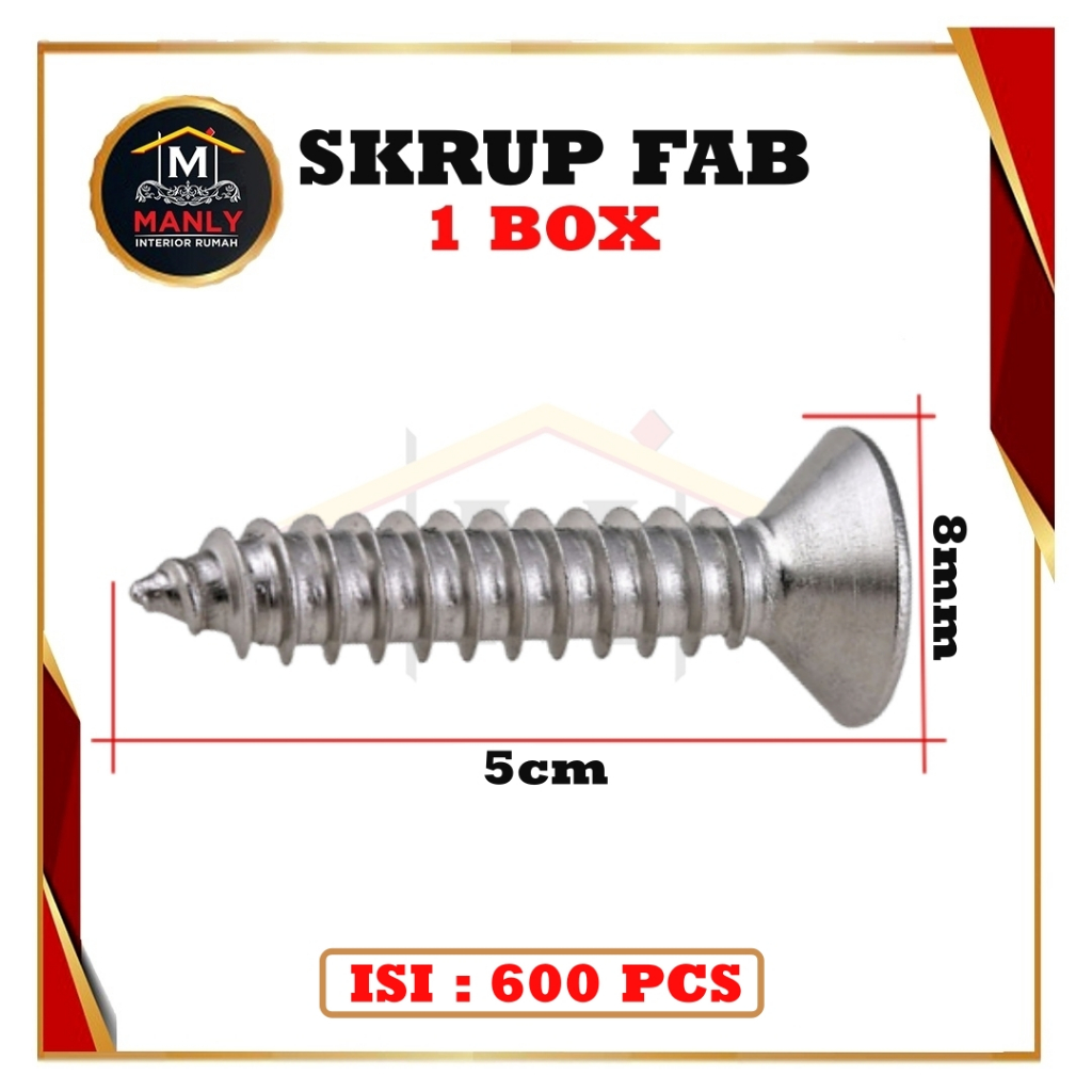 Jual Sekrup 5 cm / Skrup FAB Harden 8 x 2 (5 cm) isi 600 pcs | Shopee ...
