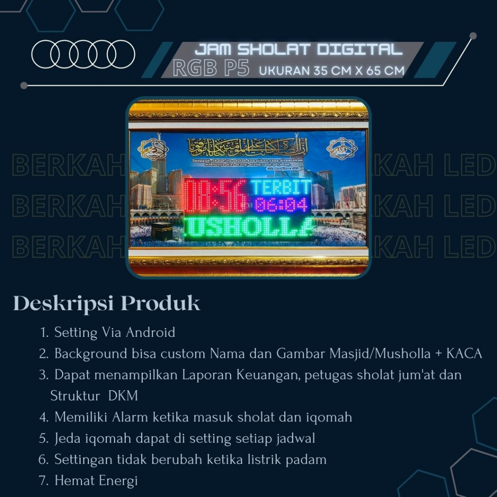 Jual JAM SHOLAT DIGITAL FULL COLOUR RGB UK 35CM x 65 CM | Shopee Indonesia