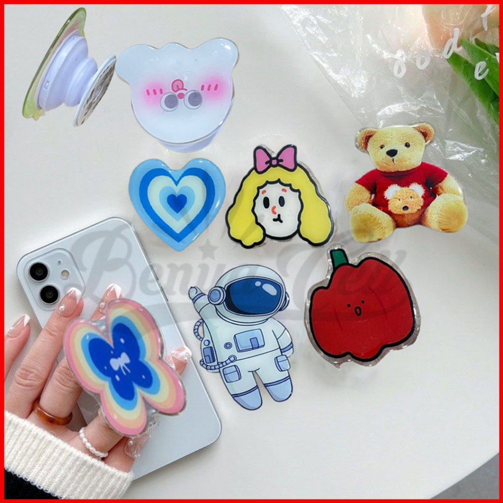 Jual POP SOCKET AKRILIK MOTIF LUCU / PHONE HOLDER HP / GRIPTOK ACRYLIC ...