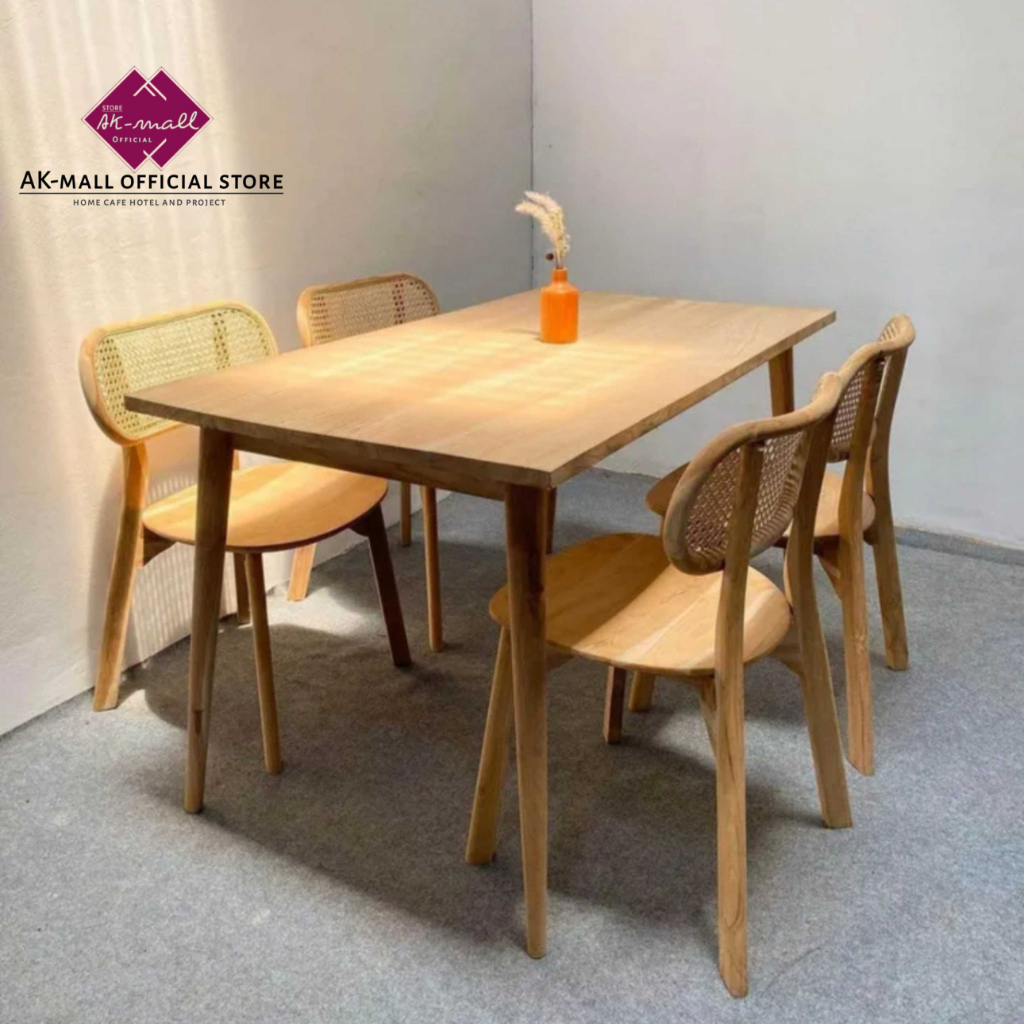 Jual Meja makan minimalis 4 kursi cafe kayu jati tua | Shopee Indonesia