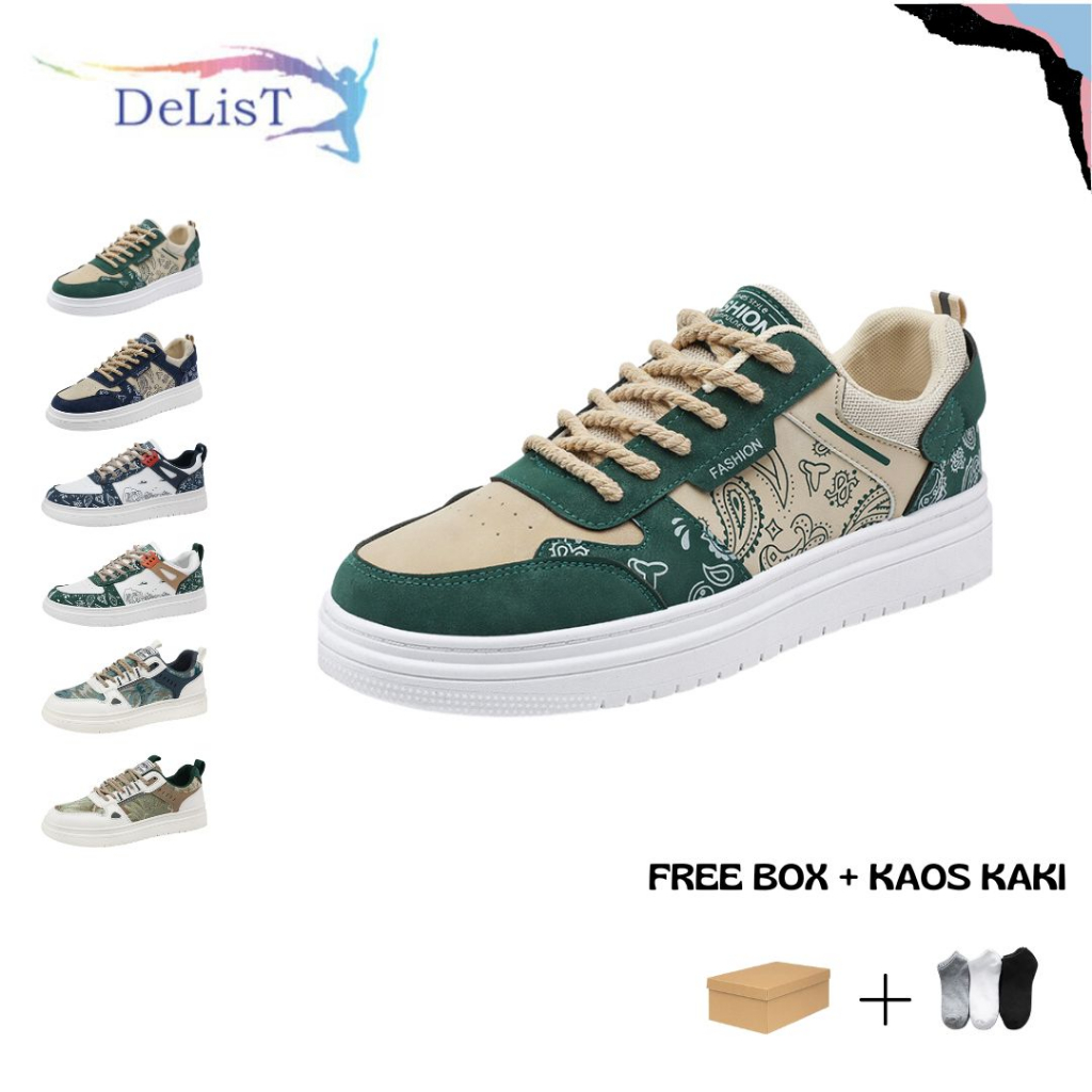 Jual [DELIST] Free Box + Kaos Kaki - Sepatu Sneakers Pria Fashion Motif ...