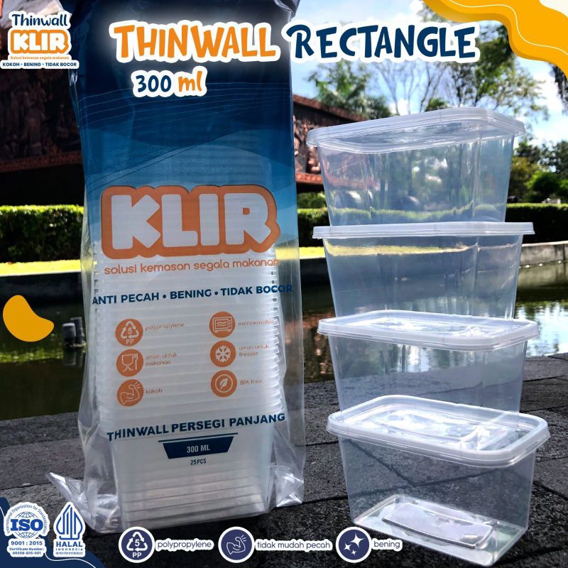 Jual Thinwall Persegi Panjang 300ml Tutup Wadah Plastik Box Dessert