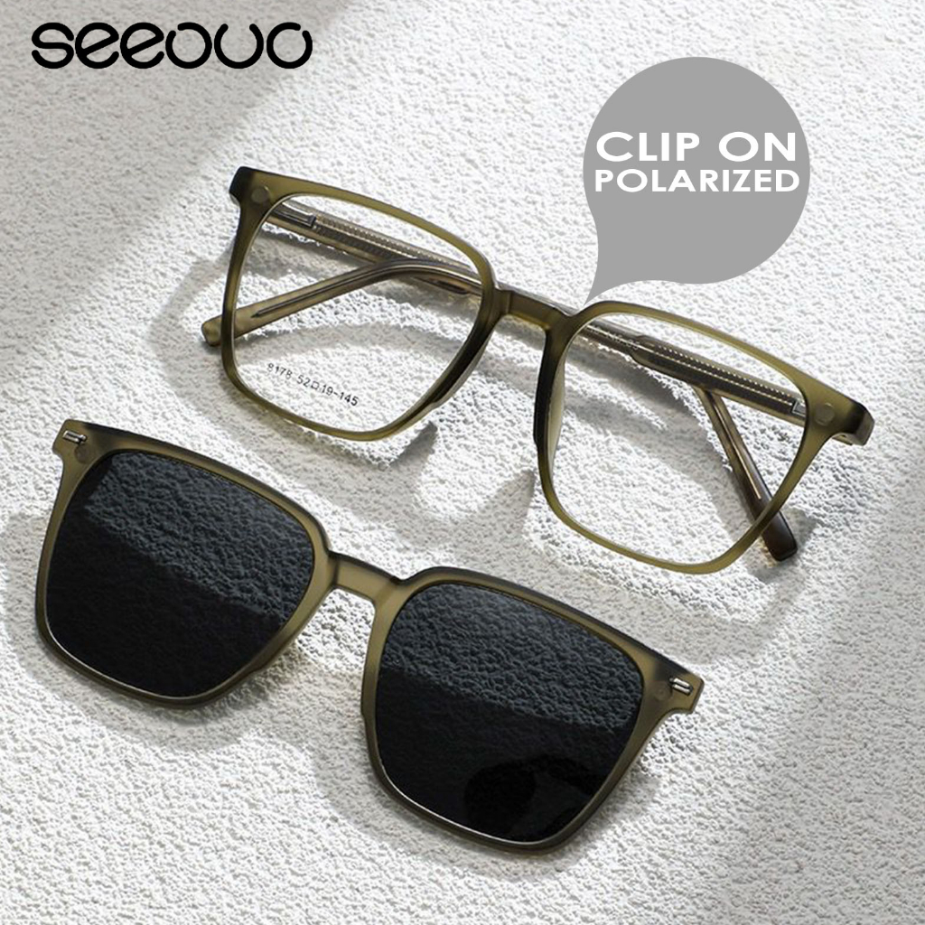 Jual Seeouo Kacamata Clip On Free 1 Lens Polarized Anti Sinar Uv 400 Bentuk Oval Bahan Metal ...